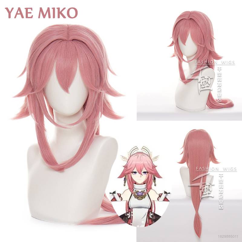 Genshin Impact - Yae Miko Wig Cosplay Prop Anime Pink Long Hair Wigs ...