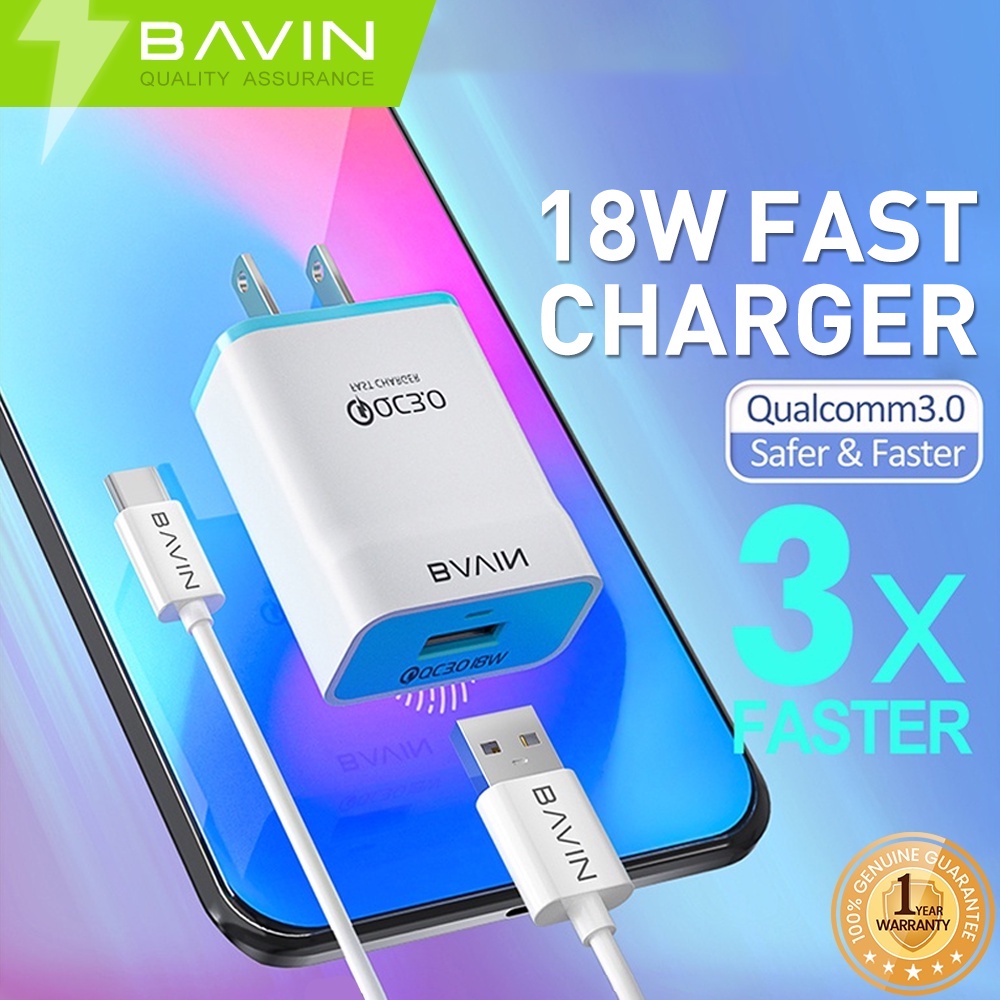 BAVIN PC658 Qc3.0 Quick Charging Charger W/ Charging Cable for Iph ...