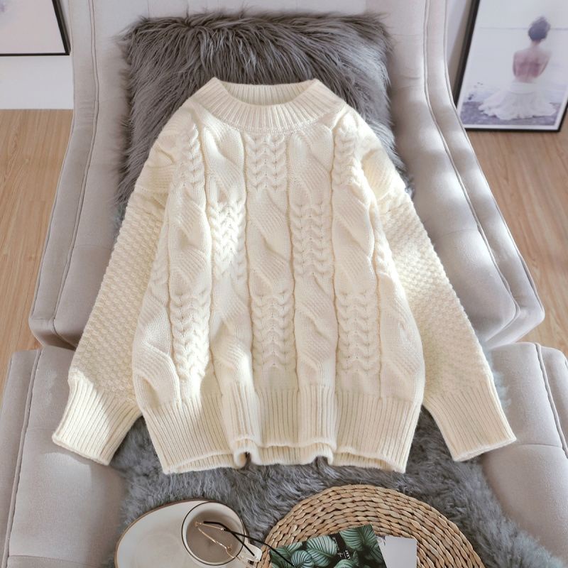 sweater women's pullover round neck long sleeve autumn and winter loose ...