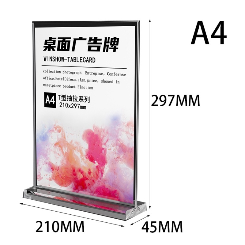 A4 A6 Acrylic Sign Holder T Shape Table Top Double Side Menu Display ...