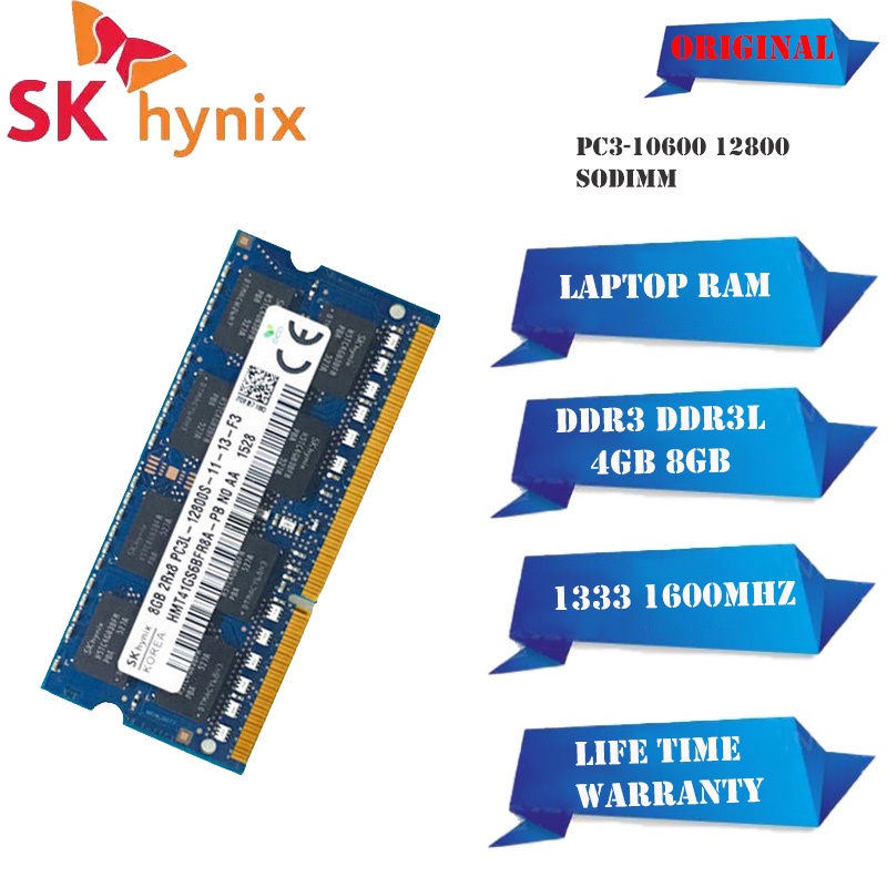 New SK Hynix DDR3 DDR3L 2GB 4GB 8GB 1066/1333/1600Mhz SODIMM Laptop RAM Memory stick | Shopee ...