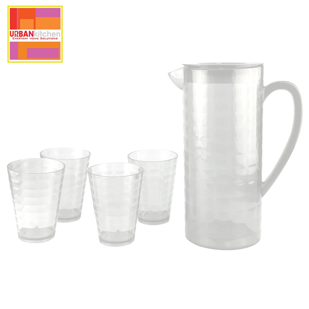 Urban Kitchen Cubic Pitcher 2L And 4 Pc Tumbler Set--Clear | Shopee ...