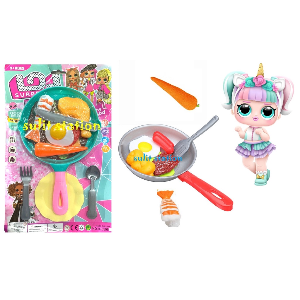 CHARACTER SURPRISE DOLL GIRLS FOOD KITCHEN FRYING PAN CHICKEN EGG FISH ...