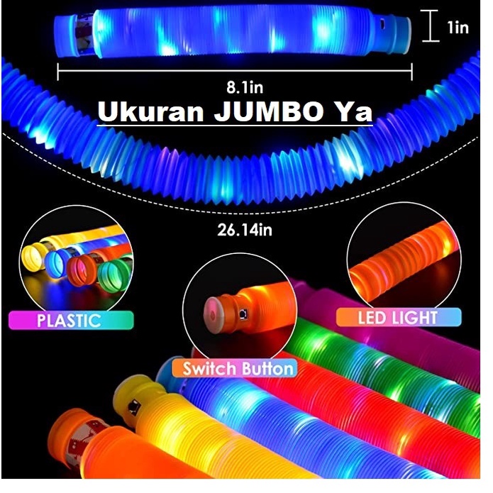 1set Light UP POP PIPES BIG Squishy Sensory fidget Toys tubes Light ...
