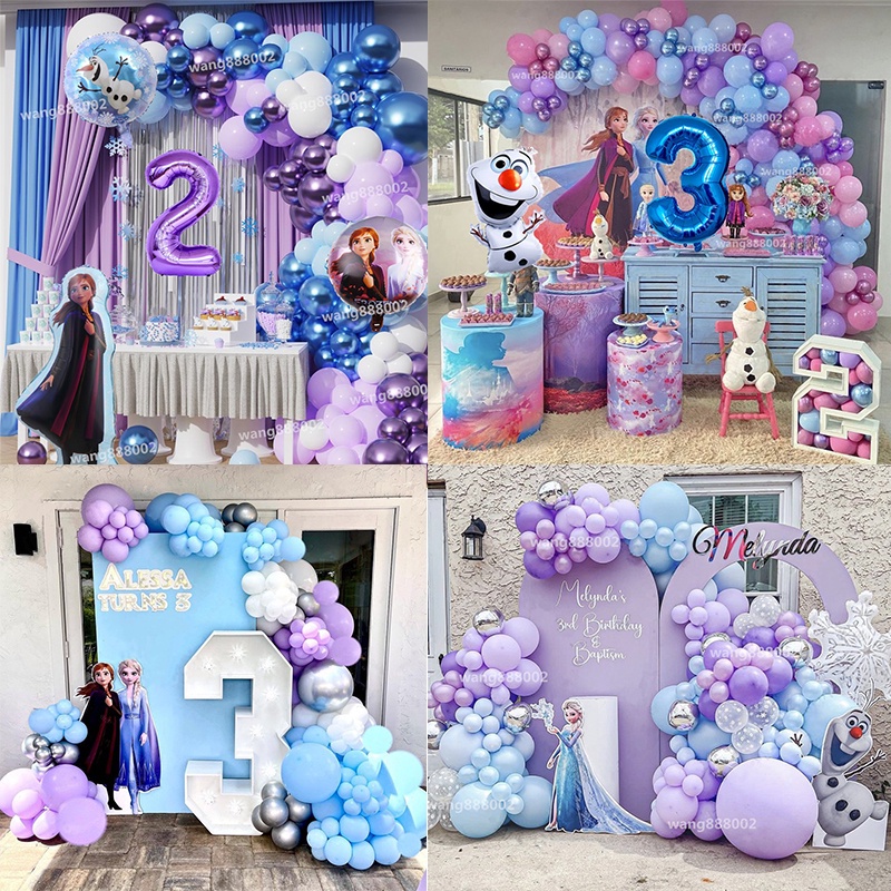94pcs/set Disney Princess Frozen Balloon Bow Garland Suit Elsa Anna ...
