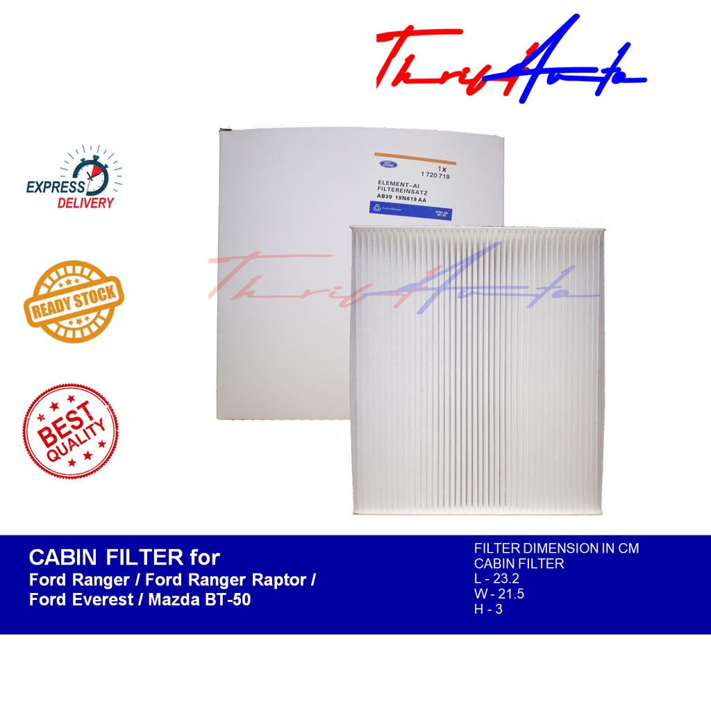 AC Cabin Filter for Ford Ranger, Ford Ranger Raptor, Ford Everest and ...