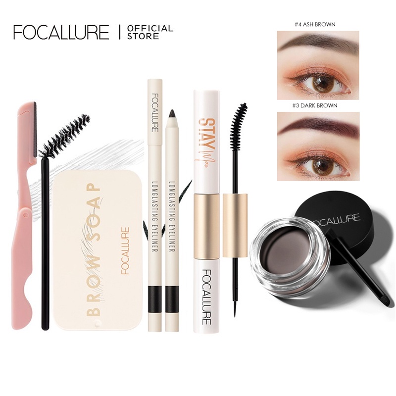 Focallure 3D Eyebrow Soap Eyeliner Mascara Sets Wild Brow Styling Soap Waterproof Long-Lasting ...