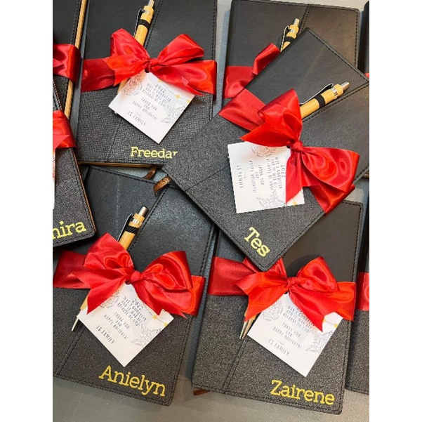 Personalized Leather Notebook with Bamboo Ballpen Set | Shopee Philippines