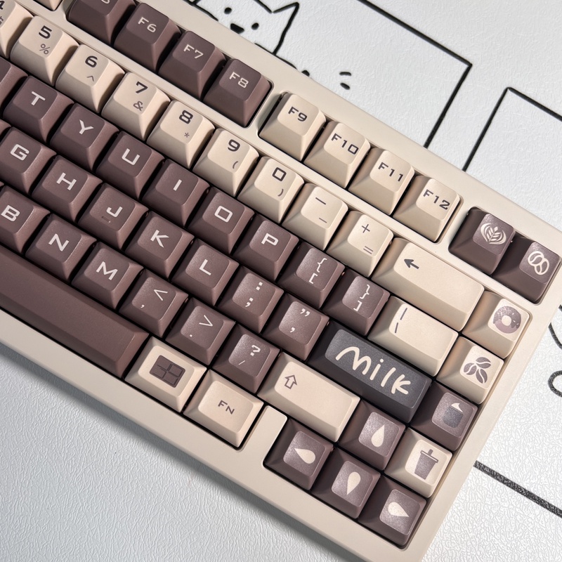 142 Keys Meteorite Latte Coffee Keycaps KCA Profile PBT Dye Sublimation ...