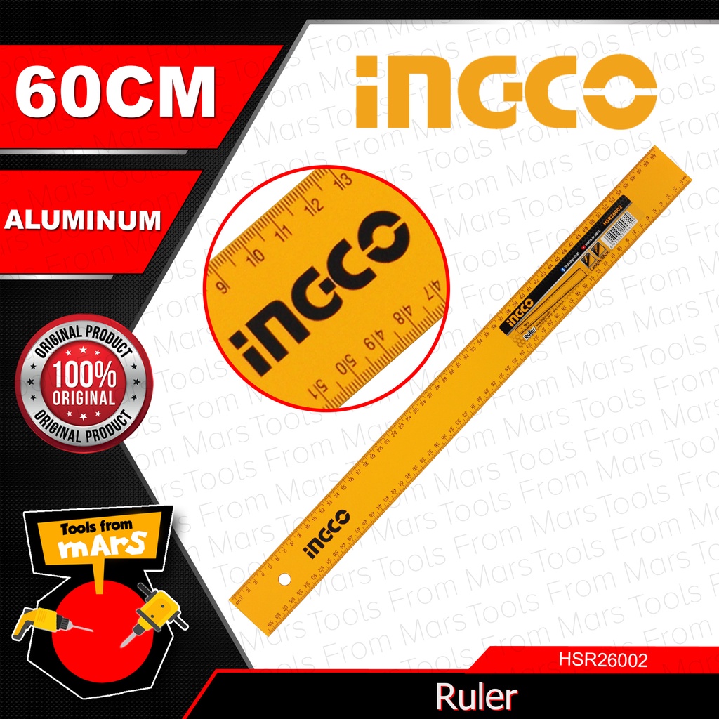 INGCO Ruler Aluminum 60cm HSR26002 •TOOLS FROM MARS• IHT | Shopee ...