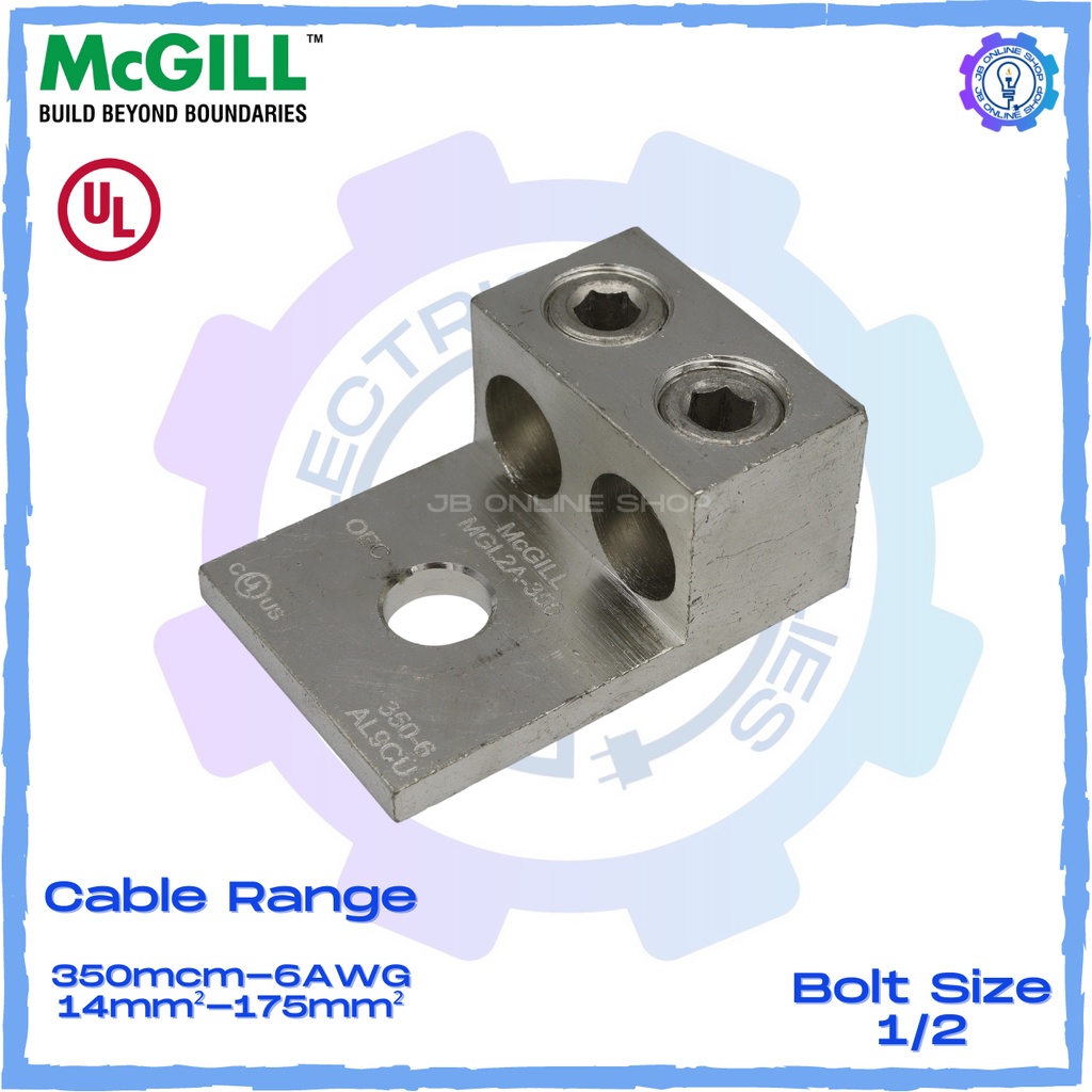 McGill Aluminum Mechanical Lugs Two Conductors 350MCM 1 Hole | Shopee ...