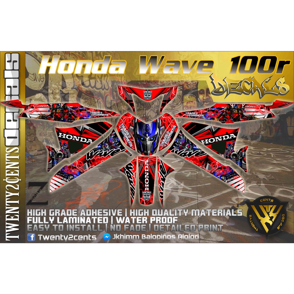 Honda Wave 100r / 100 High-Quality Decals and Stickers (optimus prime ...