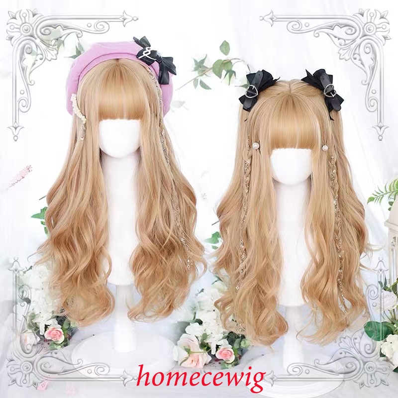 [free gift] Blonde Wig Long Curls Big Wave Synthetic Hair Living ...