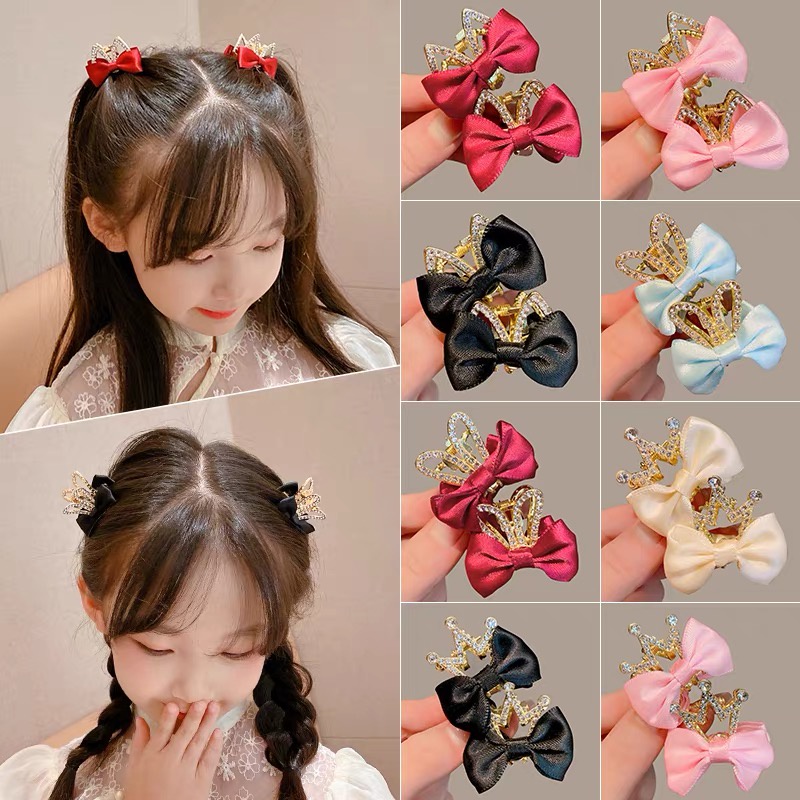 1Pc Princess Girls Cute Crown Bow Mini Grab Clip Side Clip Bangs ...