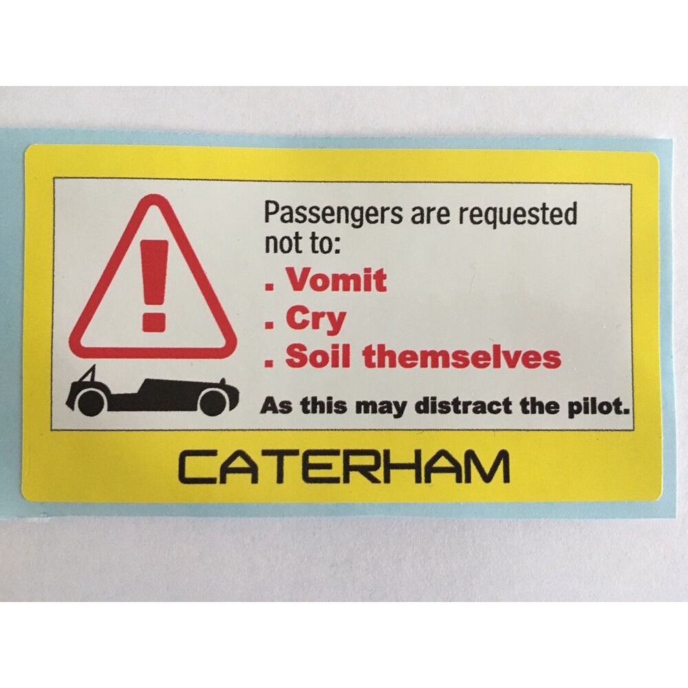 CATERHAM SUPER 7 KIT CAR FUNNY CAR DASHBOARD STICKER DECAL TRACK RACE ...