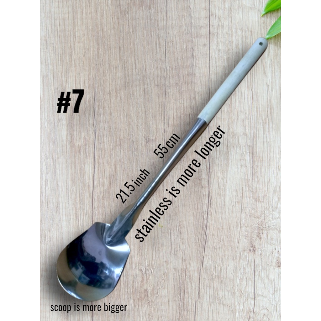 Sandok Sanse Mahaba Makapal Stainless Wood Handle | Shopee Philippines