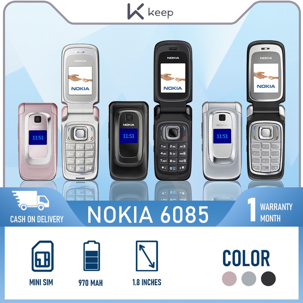 Original Nokia flip 6085 2G dual-screen flip phone quad-band ultra-long ...