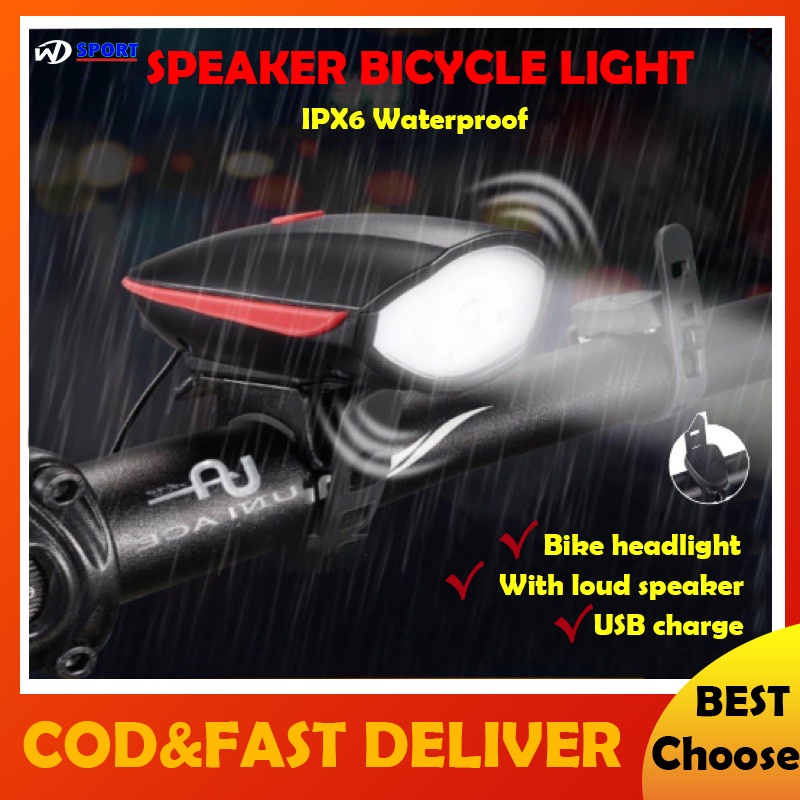 WD Waterproof Rechargeable Blinking with horn Bike Light Multiple modes ...