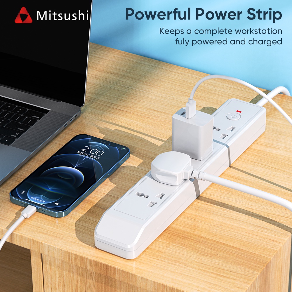 Mitsushi 2M Extension Cord Power Socket Extension Outlet 250V 2500W ...