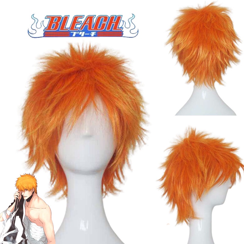 BLEACH Kurosaki Ichigo Pain Short Fluffy Cosplay Wigs for Man Boys Heat ...