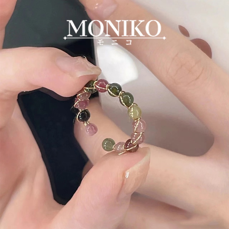 MONIKO Original Design 18k Gold Plated Small Colored Tourmaline Opening ...