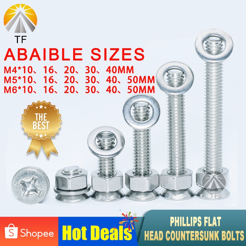 Phillips Flat Head Countersunk Machine Bolts M4 M5 M6 Dip Galvanized ...