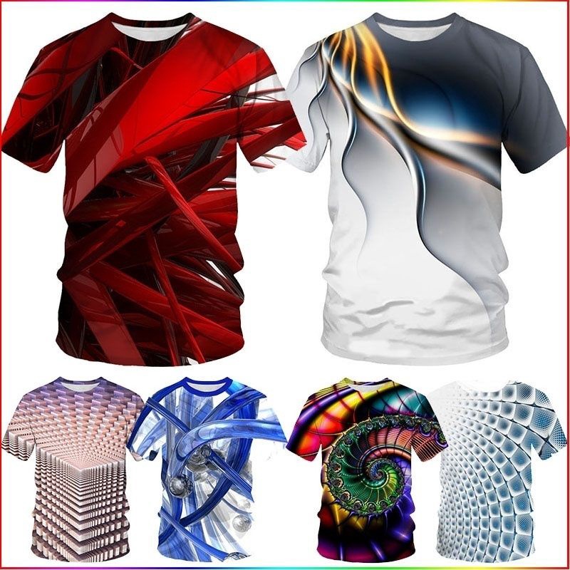 Newest Fashion Rainbow 3D Printing T Shirt Vertigo Hypnotic Vortex ...