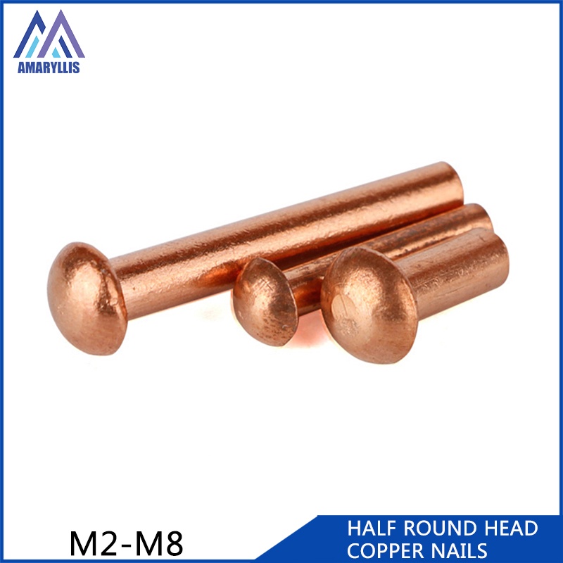 M4 M5 M6 M8 Brass Cup Head Rivet Copper Pan Head Solid Rivets Half ...