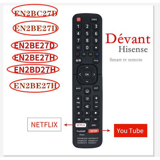 New hisense devant replacement tv remote EN2BE27D EN2BE27H EN2BC27D ...