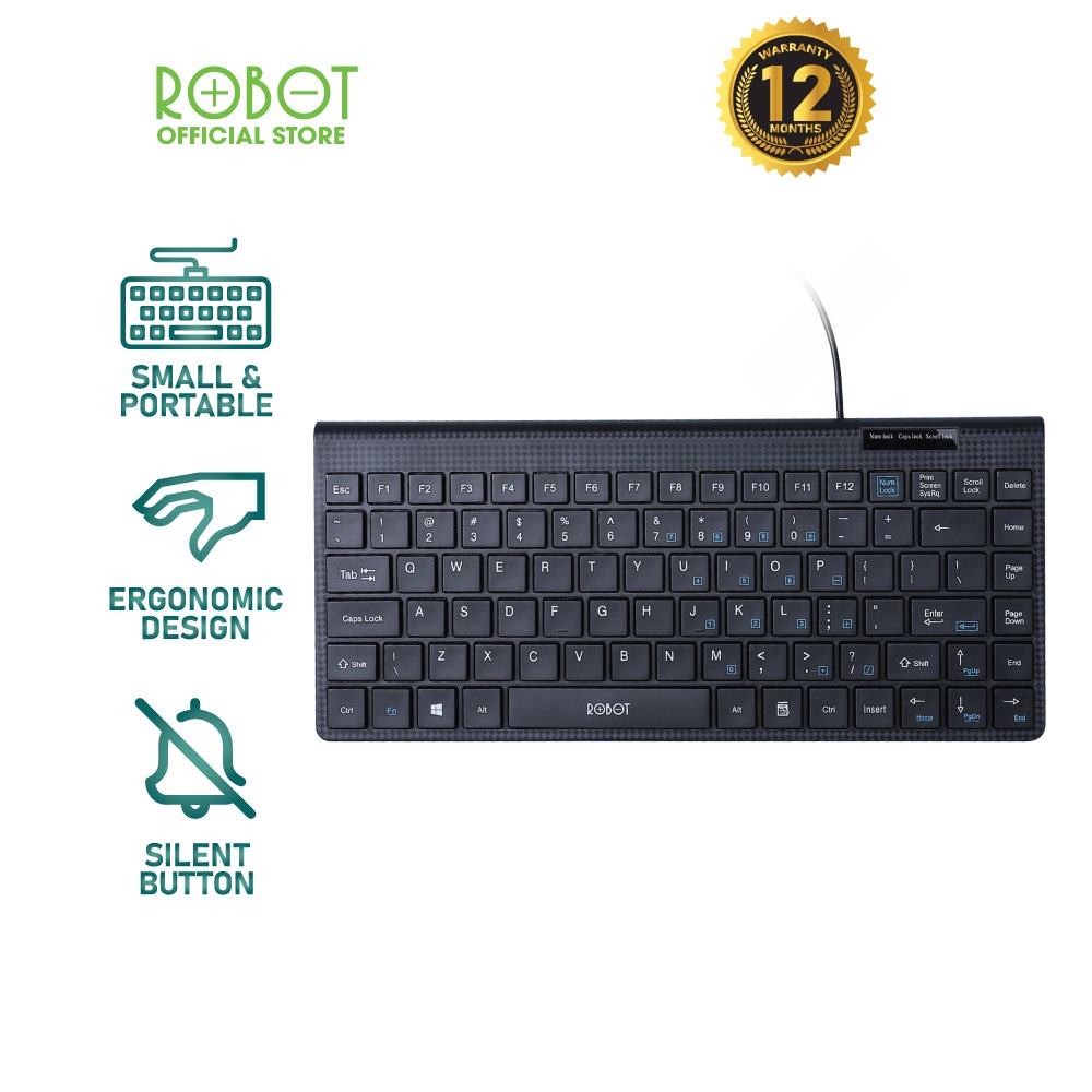 ROBOT RK10 Portable Mini Wired Keyboard RK10 Ultra-Thin 12 Months ...