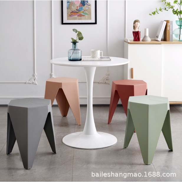 Stool Plastic Stool Nordic Square Stool Household High Stool Anti slip ...