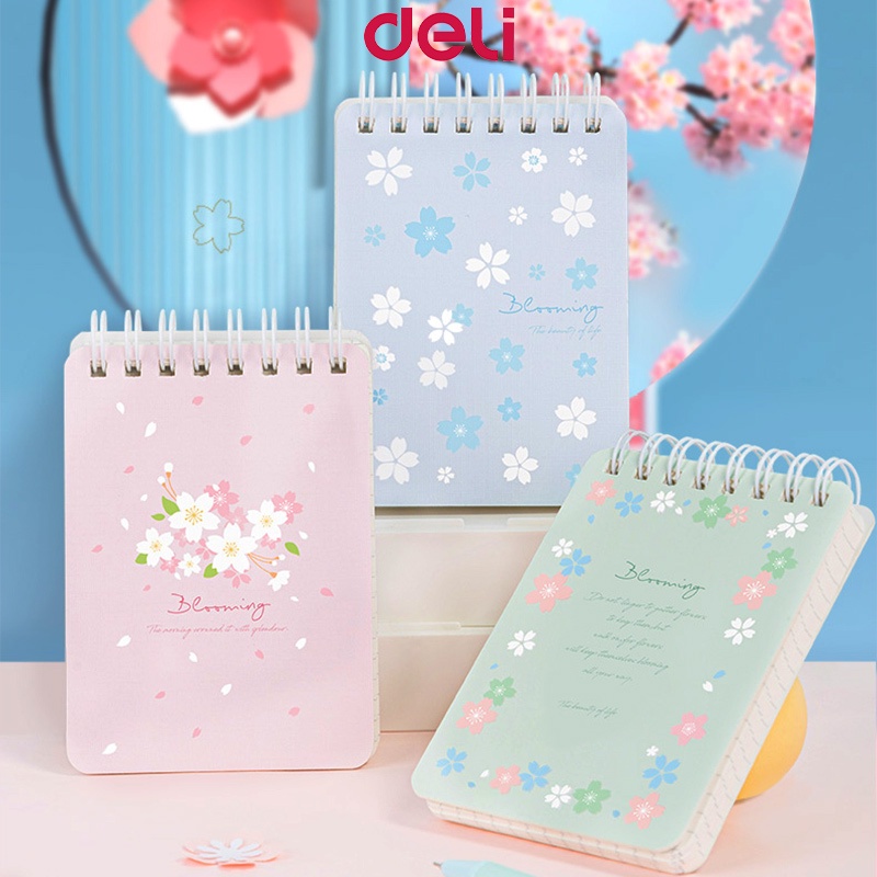 Deli Light Sakura Mini Spiral Notebook 100 Sheets | Shopee Philippines