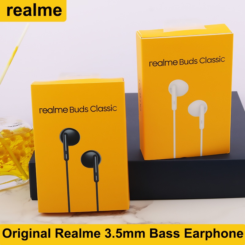 【Buy 1 Get 1 Free 】Realme Earphones Buds Classic Half In-Ear 3.5mm Jack ...