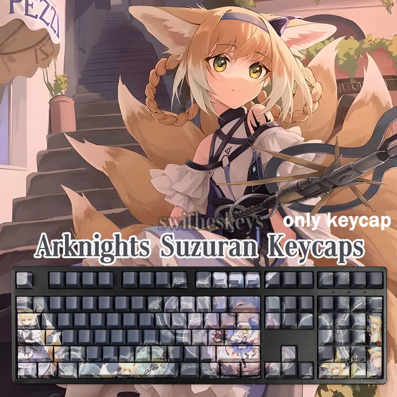 108 Keys Anime Arknights Suzuran Keycaps Backlit Cherry Profile PBT Dye ...