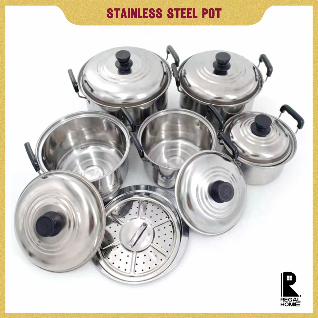 Multipurpose Kitchen Stainless Steel Casserole Pot Cookware With Lid ...