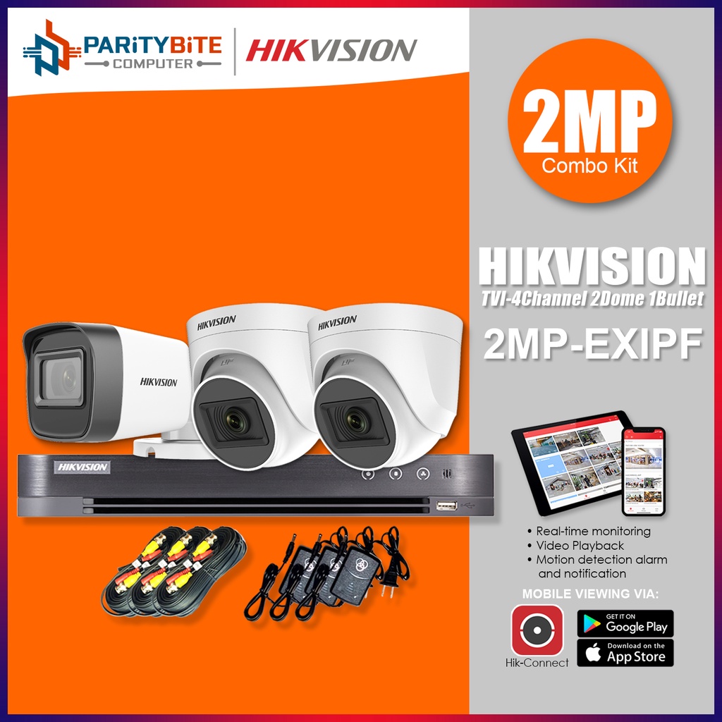 HIKVISION 4CH DVR 1 BULLET 2 DOME 1080P 2MP ECO PACKAGE NO HDD | Shopee ...