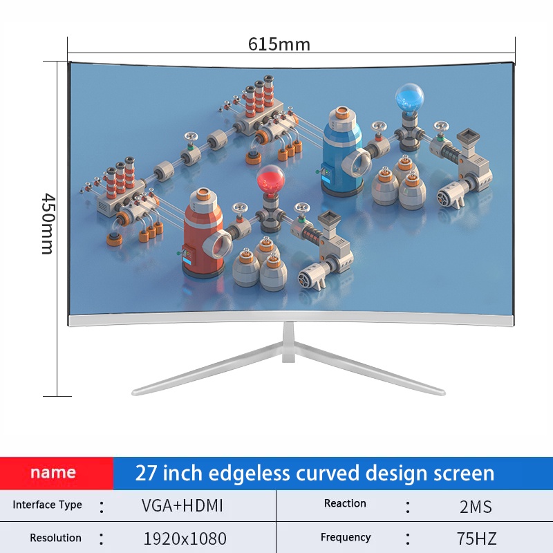 24 27 inches Flat Curved Screen Desktop 75Hz HDR PC VGA HDMI Disp [1920 ...