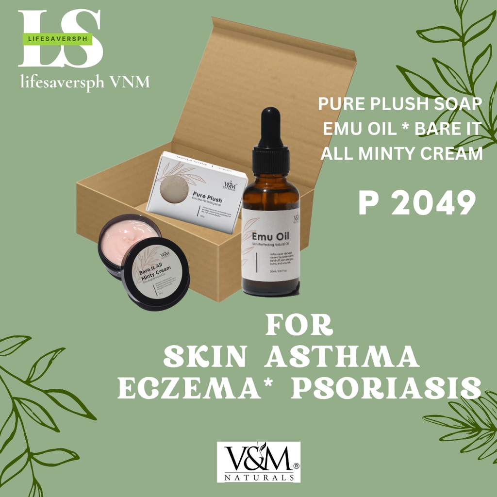 lifesaversph VNM skin asthma eczema psoriasis kit, 1 pure plush, emu ...