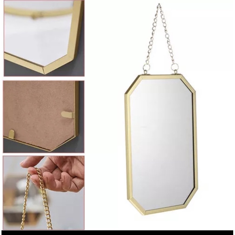 Decorative Hanging Wall Mirror Metal Frame Mirrors Bathroom Bedroom ...