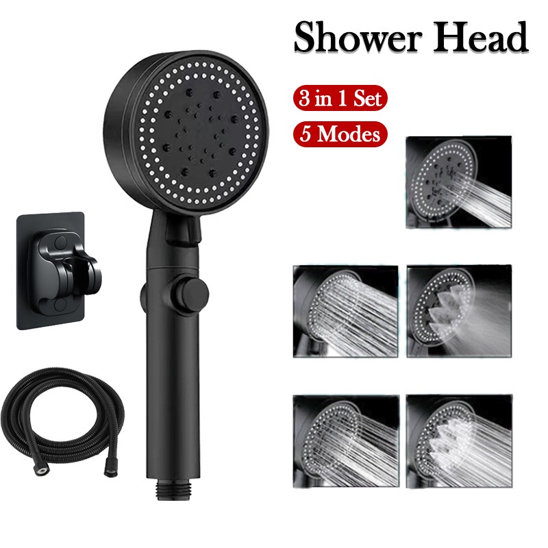 Shower Head Set 5-speed Booster Shower with Hose Bathroom Shower Set ...