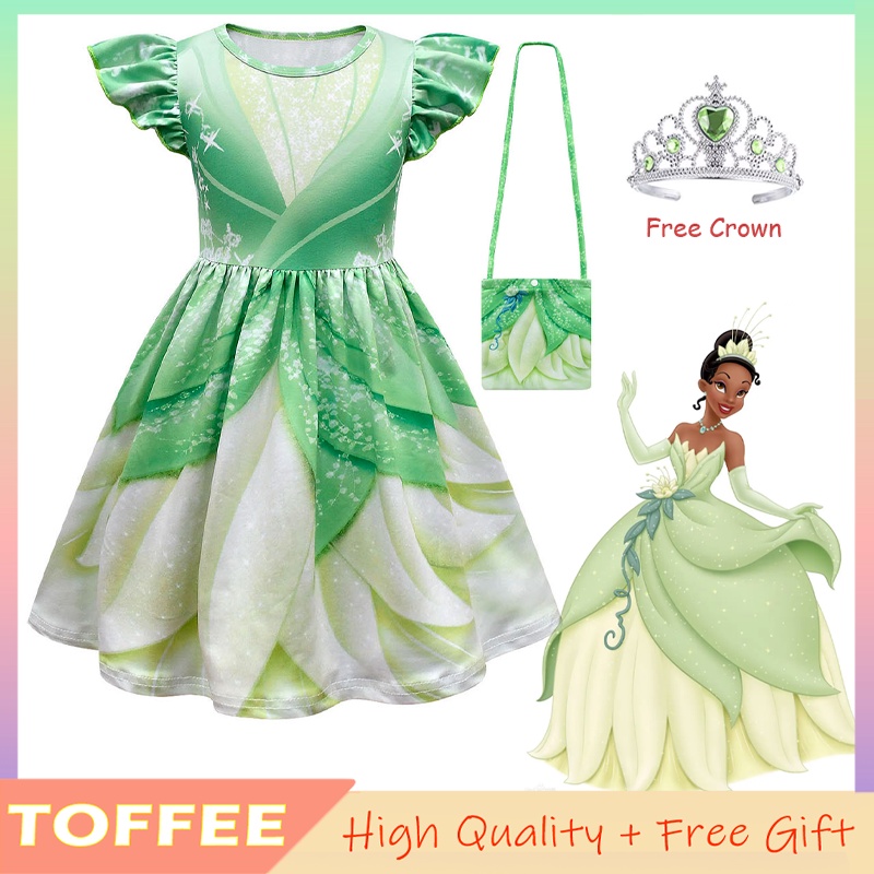 Tiana Princess and Frog TinkerBell Christmas Outfits For Girl Kids Mesh ...