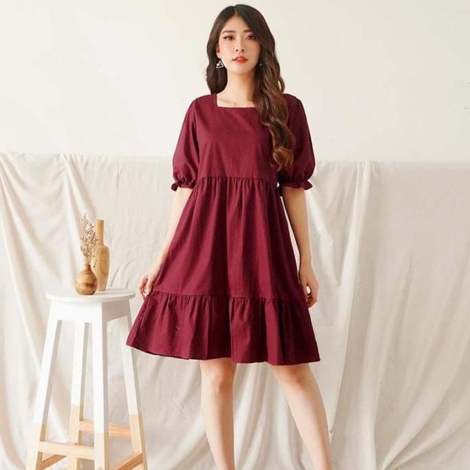 Midi Dress Elegant Maroon Red Cheongsam Chinese New Year Qipao Clothes ...