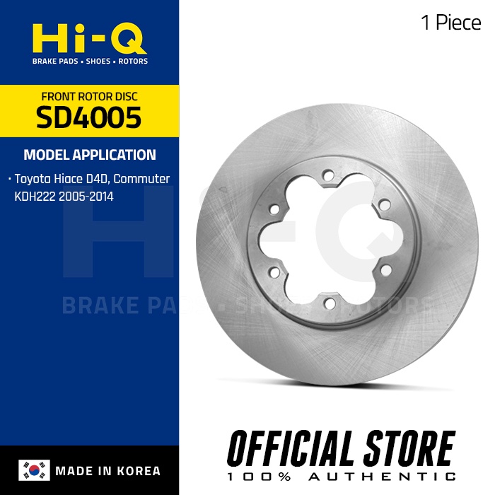Hi-Q Premium Front Brake Rotor Disc for Toyota Hiace D4D, Commuter KDH222 2005-2014, 1pc SD4005 ...