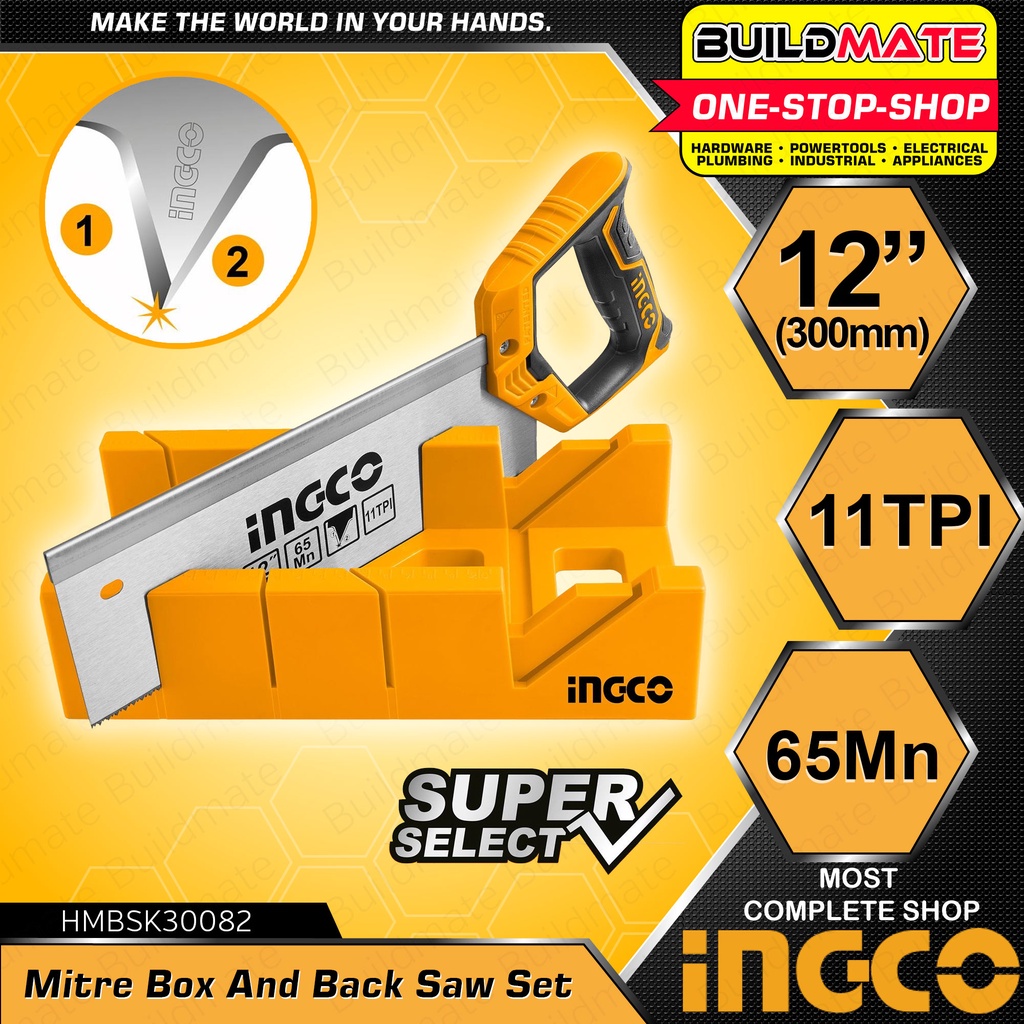 INGCO Miter Box And Back Saw Set 12" Inch 11TPI Mitre Box Lagari Set ...