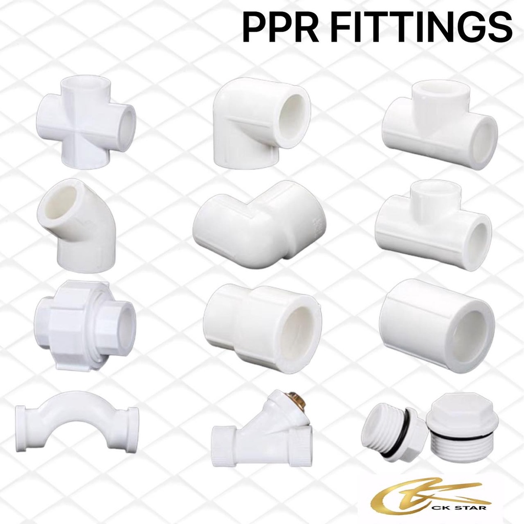 PPR FITTINGS PLAIN ELBOW,COUPLING,TEE,END CAP,MALE PLUG,REDUCER 1/2" 3/ ...