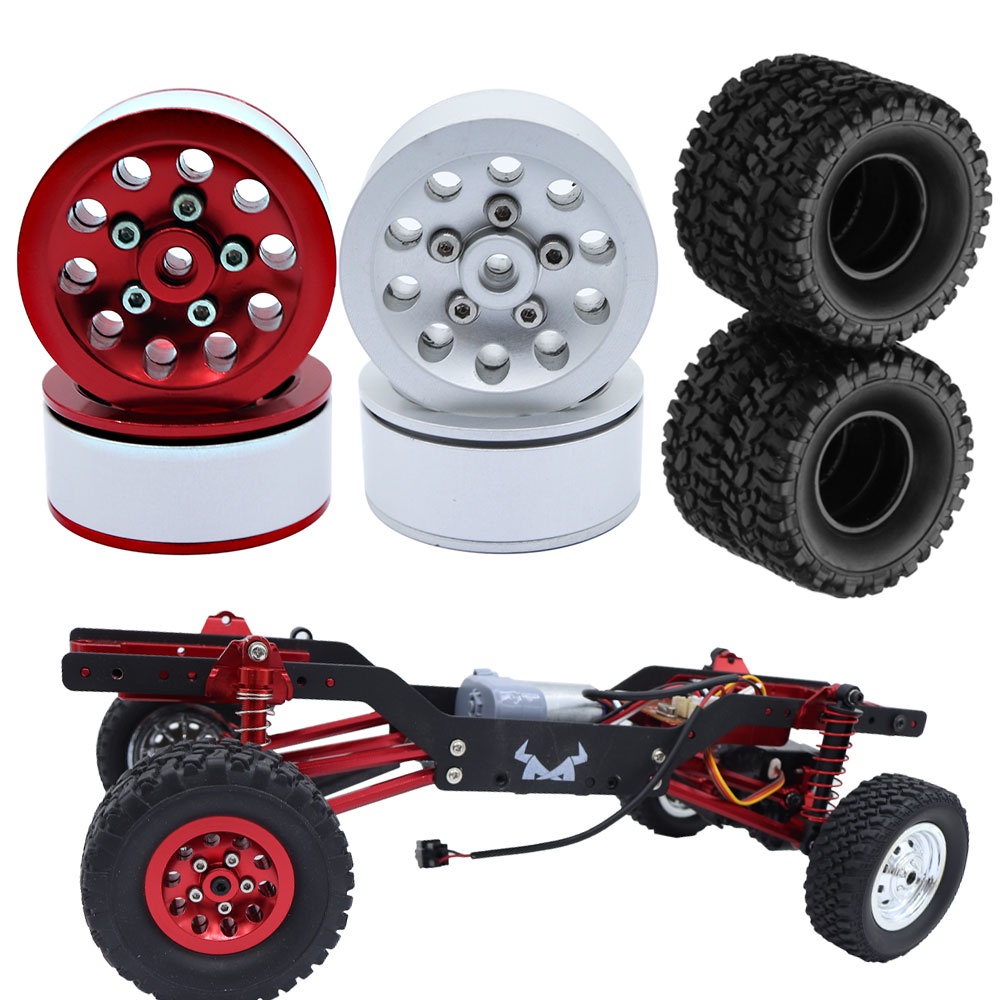 MN82 Metal Beadlock Wheel Hub Rims with Tires for 1/16 WPL C14 C24 B14 ...