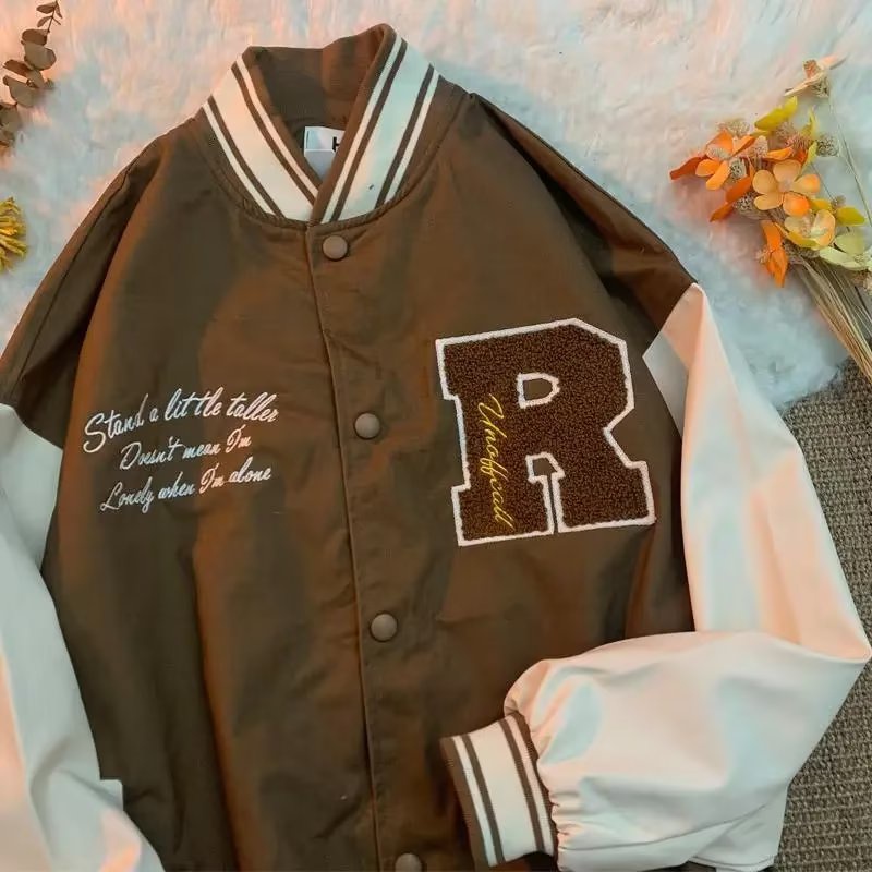 【S-3XL】Korean Style baseball jacket Striped Loose Fit Unisex Rapper ...