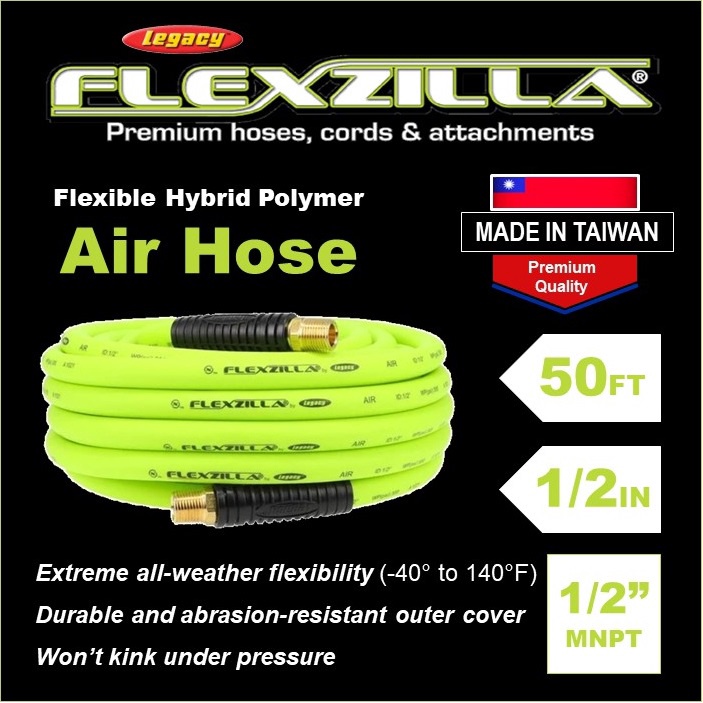Legacy Flexzilla 1/2-inch x 50 feet, 1/2 MNPT, Flexible Hybrid Polymer ...