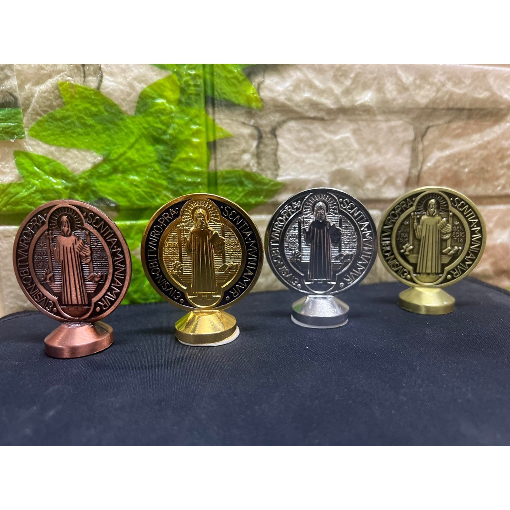 Saint Benedict with stand (Gold/Blue and Silver) | Shopee Philippines