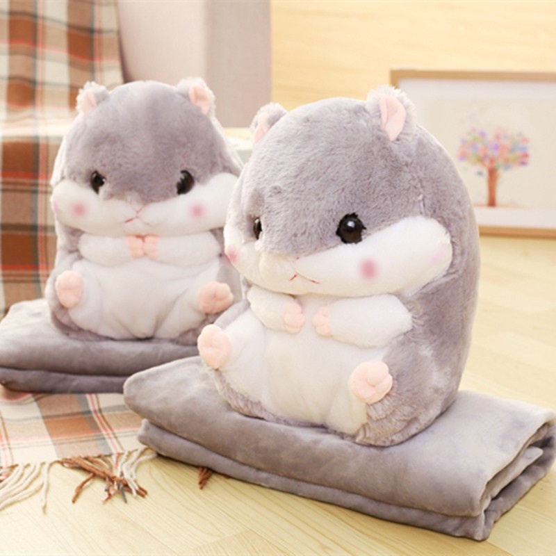 Cute hamster pillow quilt dual-use sofa air-conditioning blanket doll ...